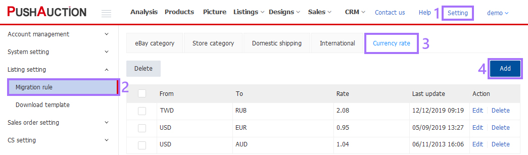 Migrate listings & eBay Translation - PushAuction